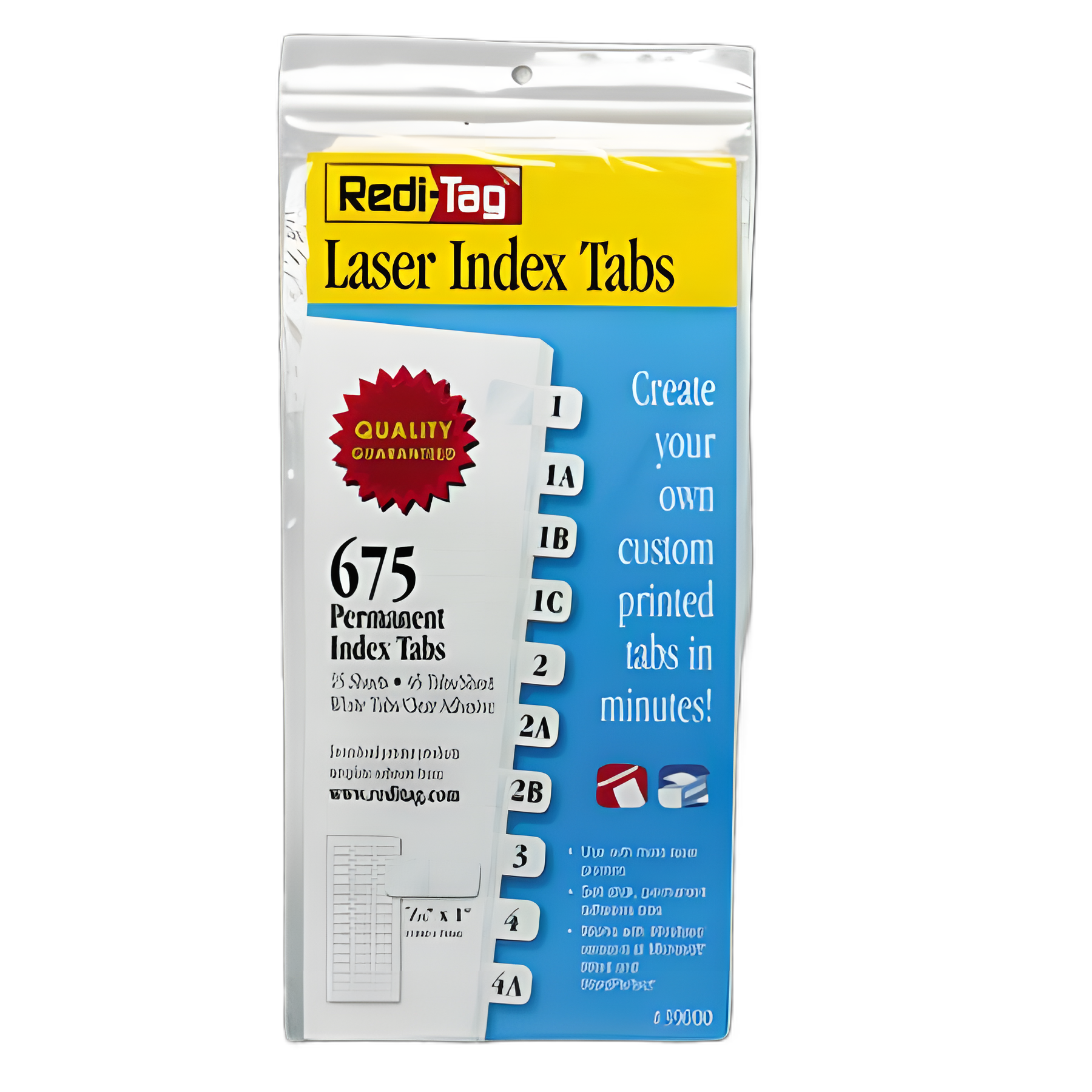 Laser Printable Index Tabs, 1/12-Cut, White, 0.44" Wide, 675/Pack - USA ...