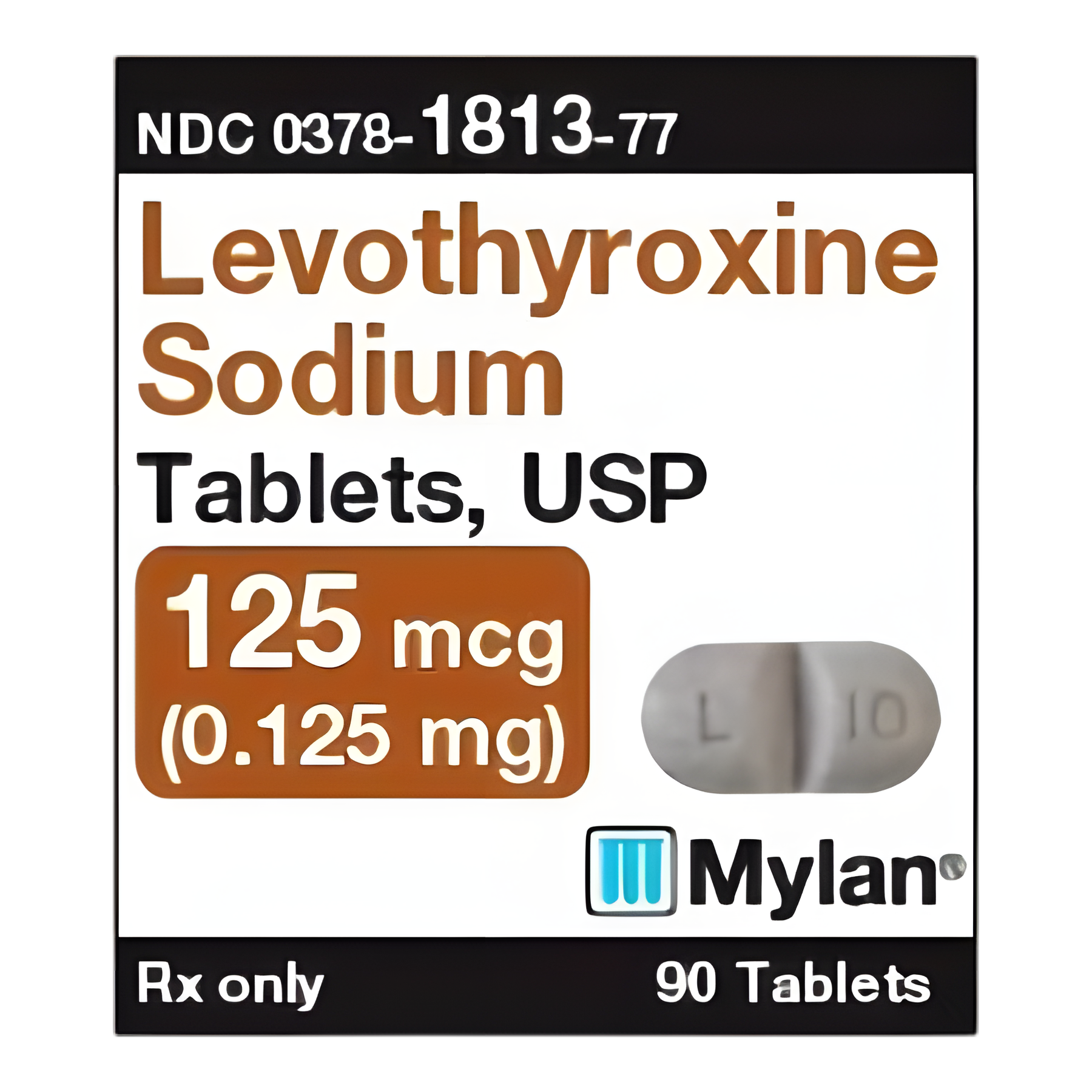 Buy Levothyroxine Sodium 125 mcg - 90 Tablets by Mylan